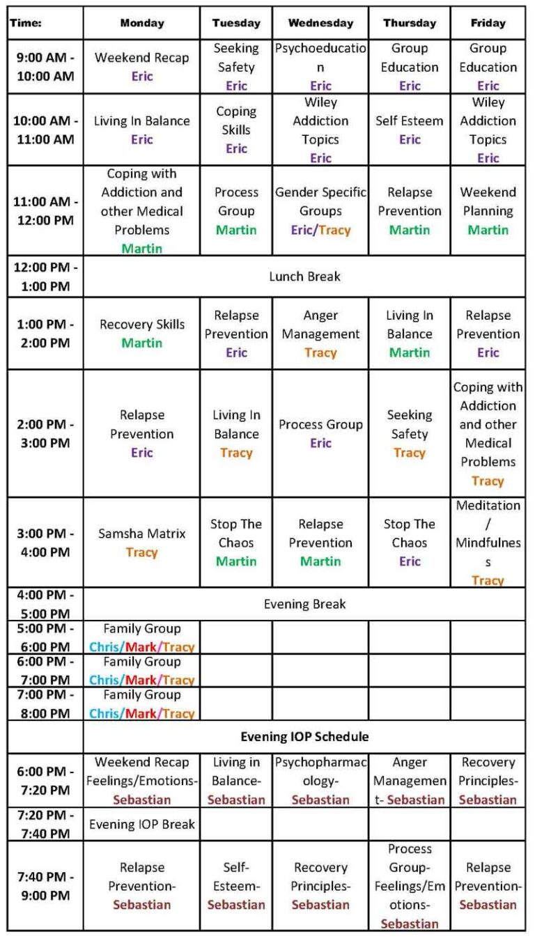 IOP Schedule - New Creation IOP